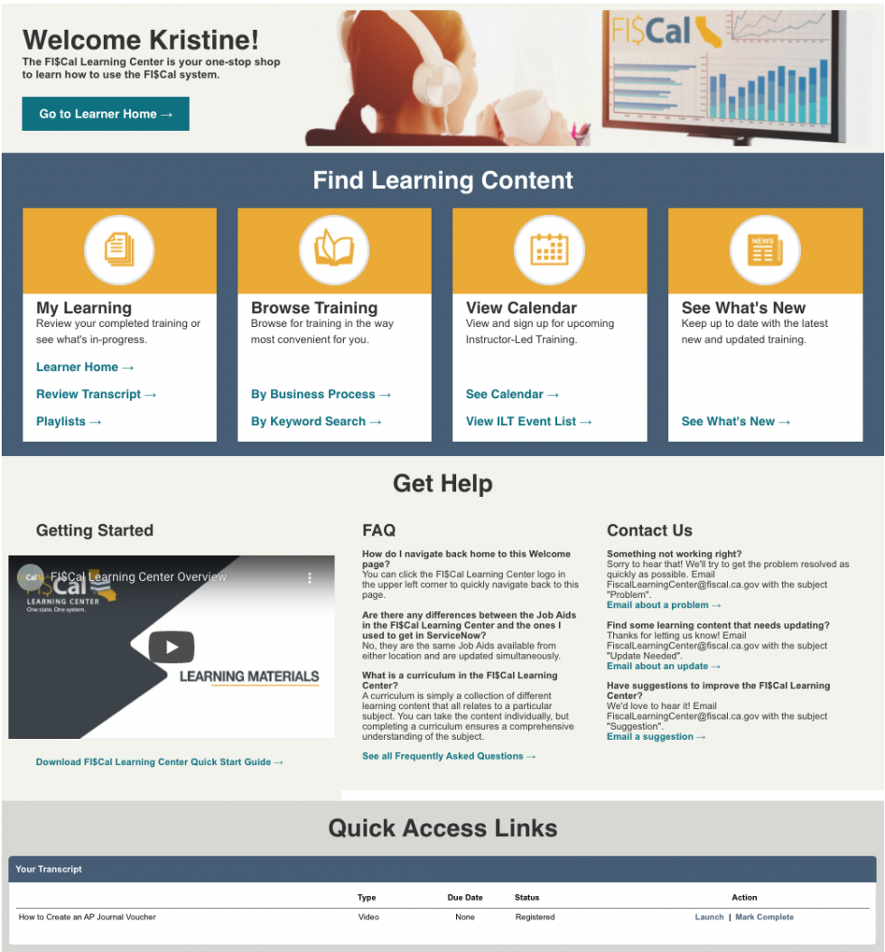 FI$Cal Learning Center Launches Today|FI$Cal - State of California. One ...